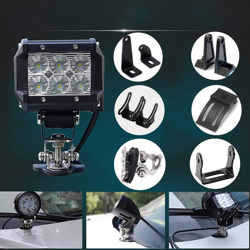 2Pcs Light Bar Mounting Bracket LED Stainless Steel Cars Auto Hood LED ...