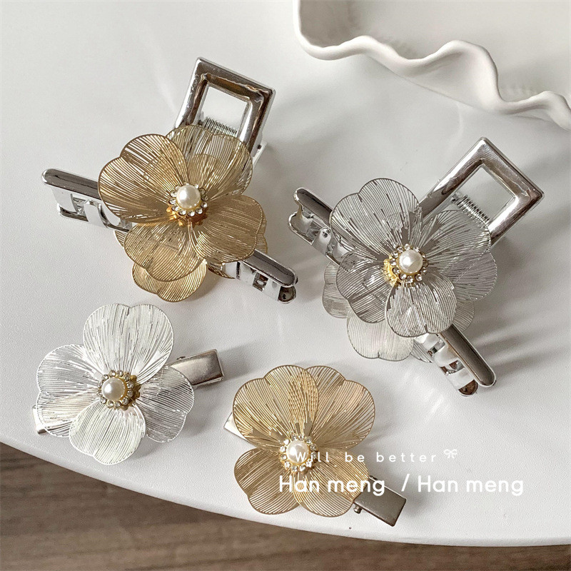 2024 Design Simple Metal Flower Hair Clip Duckbill Clip Fashion High ...