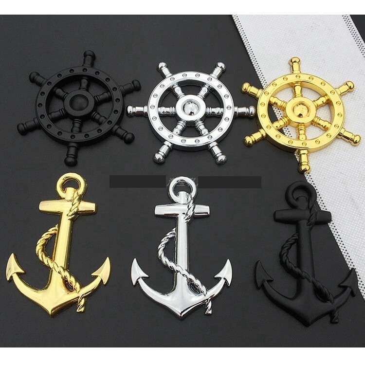 Boat anchor badge Rudder logo Captain pirate ship emblem 3D metal navy ...