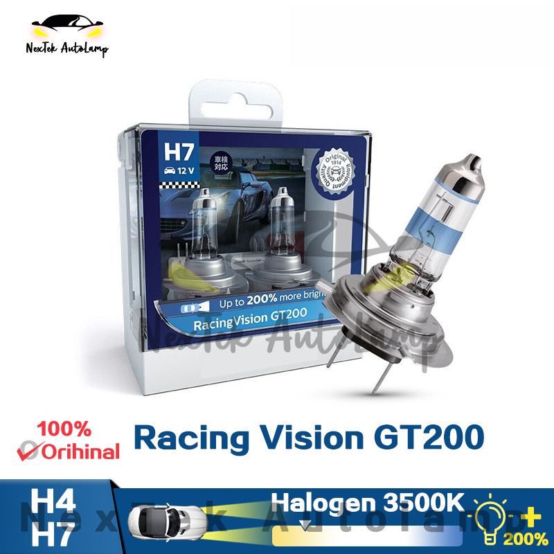 Racing Vision GT200 H4 H7 12V 3500K +200% Brighter Light Car Halogen ...