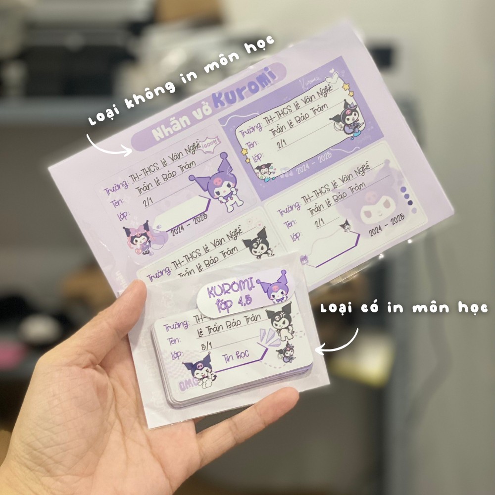 Kuromi SUBJECT notebook labels, printed subjects and names as required ...