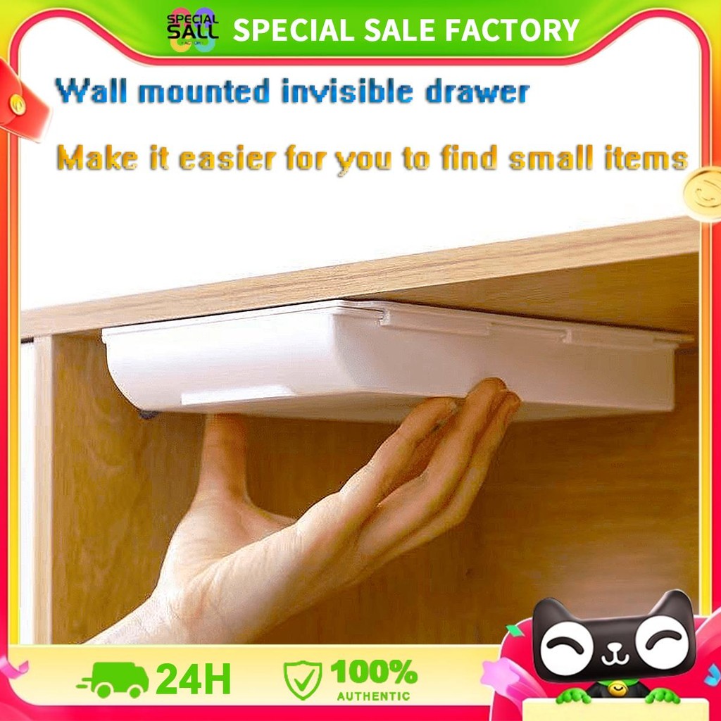 Self-adhesive Drawer Under The Desk, Desk Hidden Pen Holder, Small Item ...