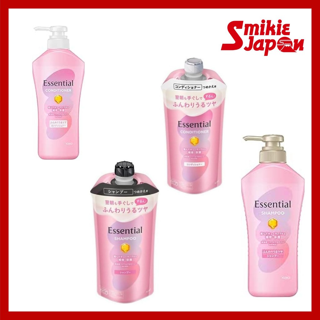 Biore Essential Soft and Shiny Shampoo Pump 450ml Refill 300ml ...