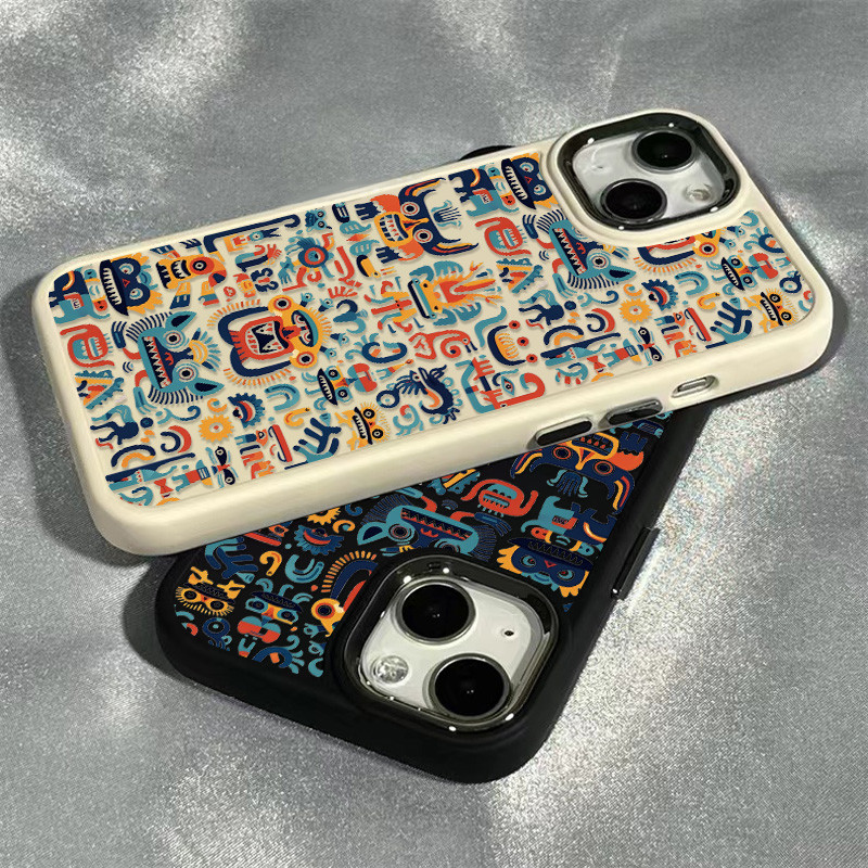 Full Screen Color Totem Pattern Phone Case Compatible for IPhone 13 15 ...