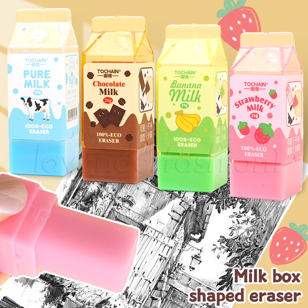 Cute Cartoon Milk Carton Shape Erasers - Prizes For Kids - School ...