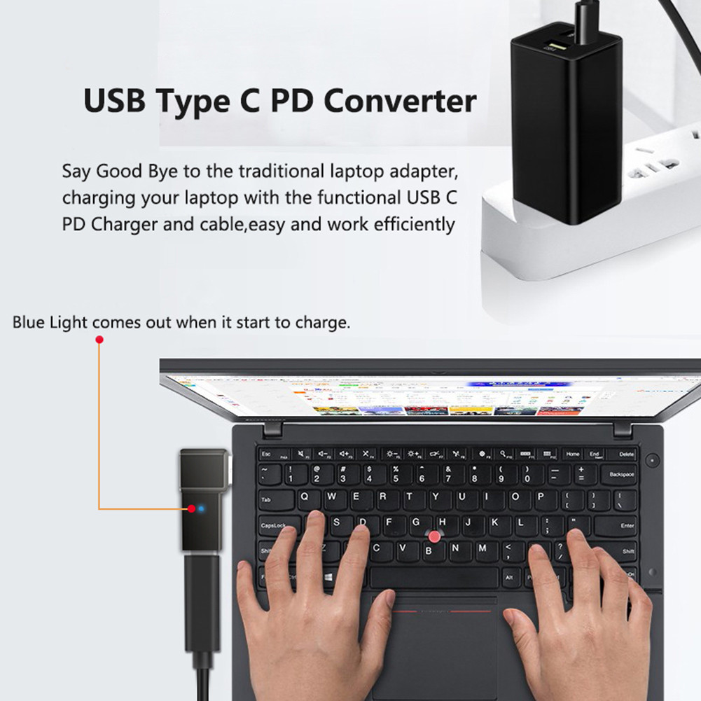 PD 100W Laptop Power Charger Adapter USB Type-C Female to DC Male Jack ...