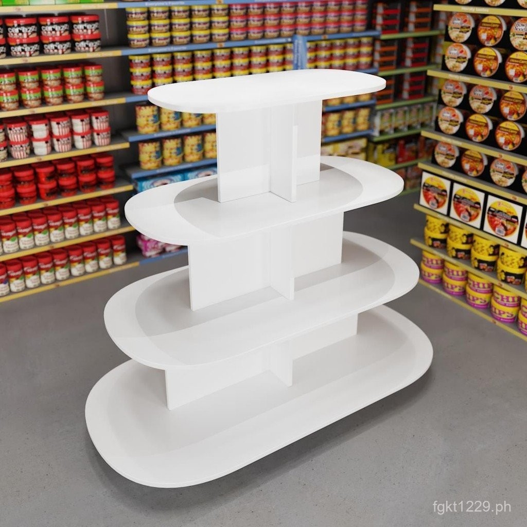 Display Stand Island Shoe Cabinet Round Supermarket Gift Shelf Red Wine ...