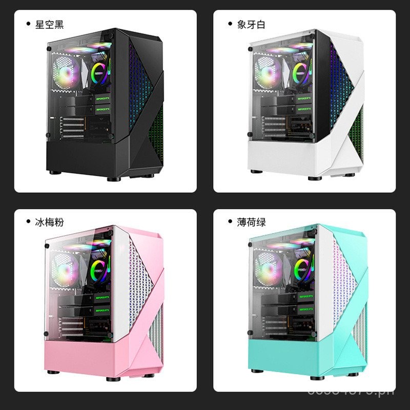 New Ruijie Mid-Tower Side-View Tempered Glass Computer Case Desktop ...