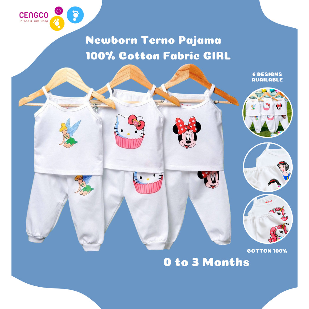 3 Pairs Terno Pajama For Girls Baby Sleepwear Pure Cotton Non Faded ...
