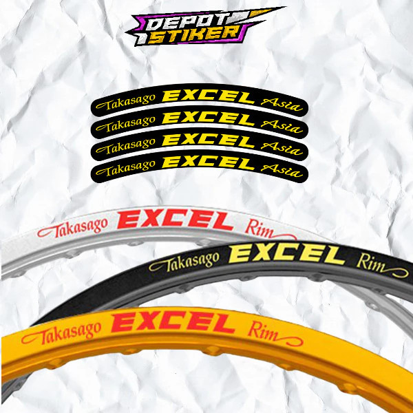TAKASAGO EXCEL ASIA VELG STICKER BEST QUALITY BLACK YELLOW PRINT ...