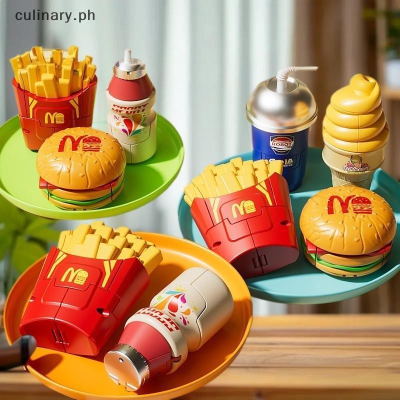 [Cul] 1 Piece Dual Form Transform Robot Toy Simulation Ice Cream Burger ...