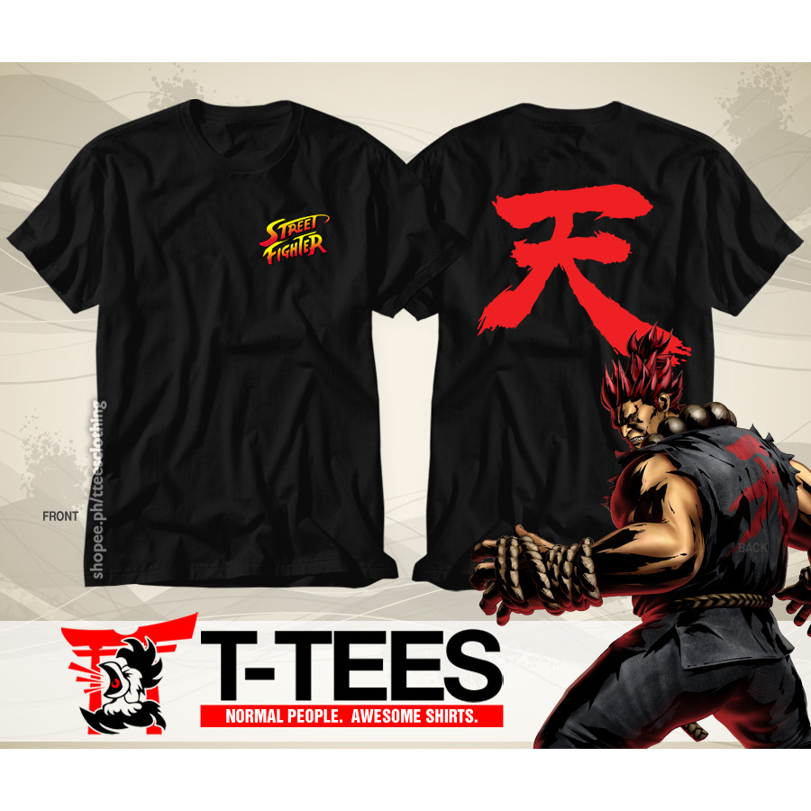 ® T-TEES - Street Fighter Gamer Shirt - Akuma Ten Heaven Kanji Symbol ...