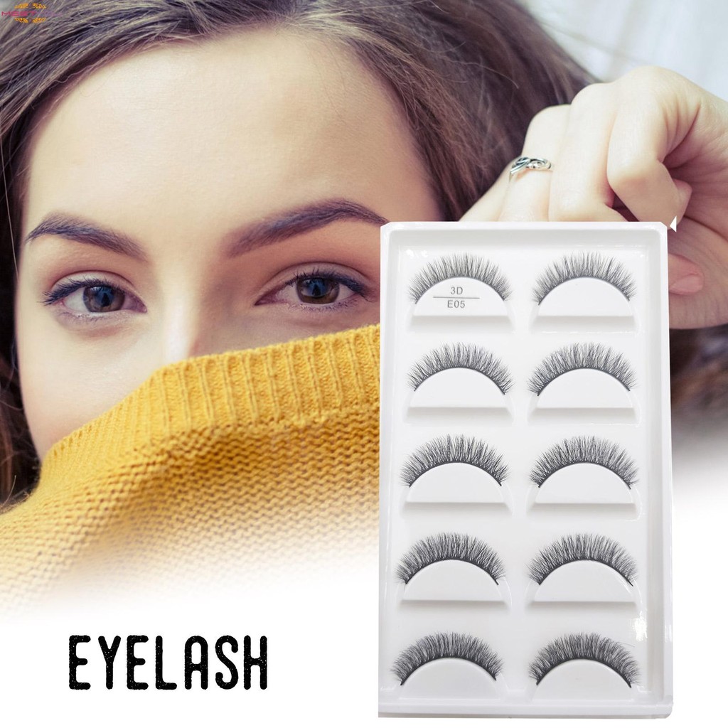 5 Pairs Natural 8D Eyelashes Wispy Fluffy Long Manga Eyes for Dating ...
