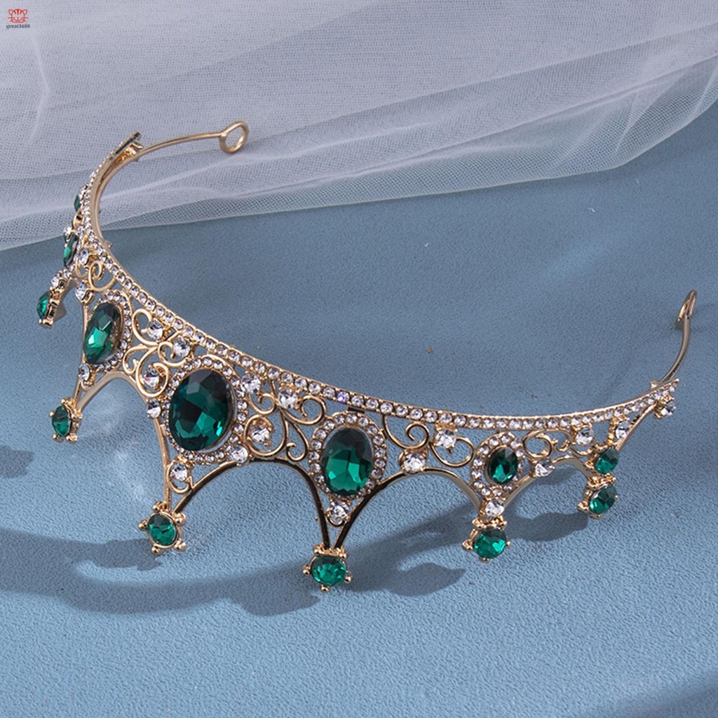 Wedding Full Glittering Diamond Hollow Crown Large Round Lightweight ...