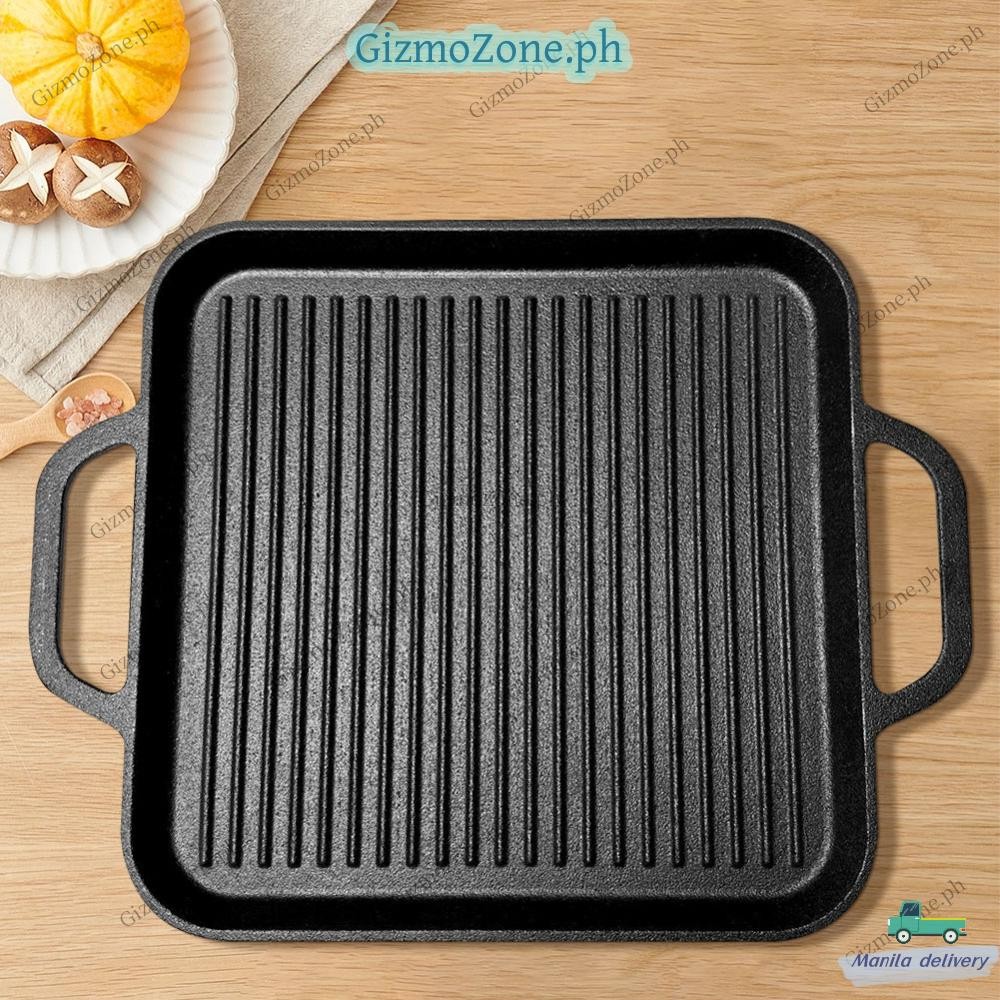 11in Cast Iron Griddle Pan Reversible Square Grill Plate for Gas ...