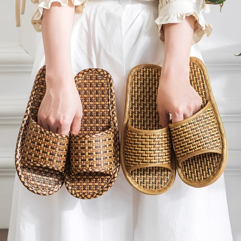 Rattan Linen Home Slippers Linen Slippers Men's and Women's Bamboo Vine ...