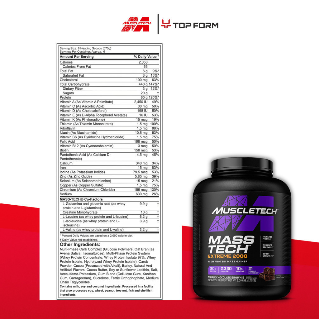 Muscletech Mass Tech Extreme 2000 6lbs Muscle Tech Masstech Gainer ...