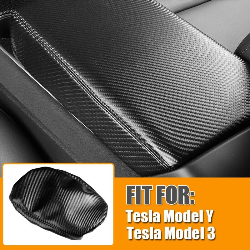 RQ+For Tesla Model Y Model 3 Center Console Armrest Box Cover Carbon ...