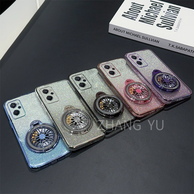 Casing Realme 9i phone case electroplated 3D turntable bracket soft ...