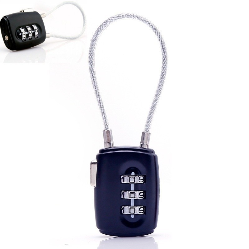 Cable Code Lock 3 Digit Combination Lock Wire Rope Password Padlock ...