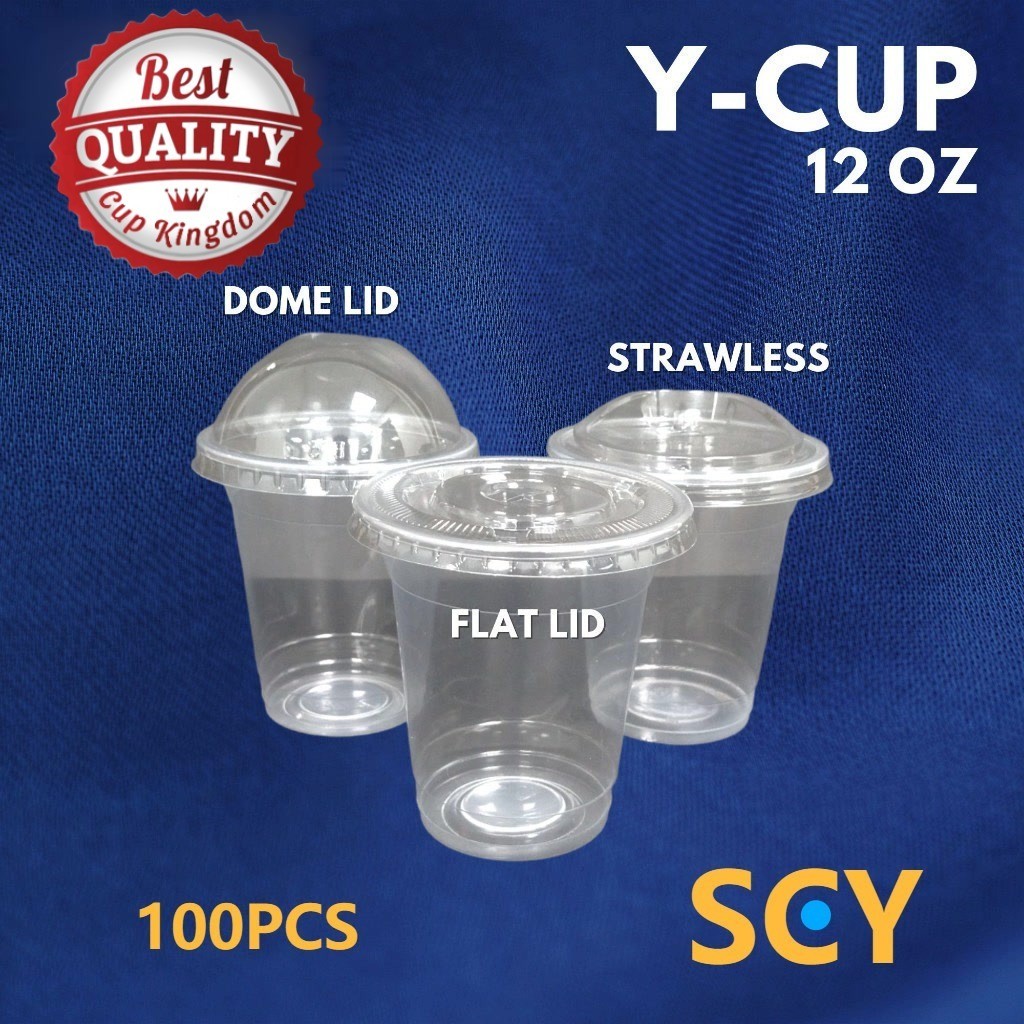 100pcs- Milk Tea Cups Y-cup with lid 12oz /16oz /22oz ( Flat Lid ...