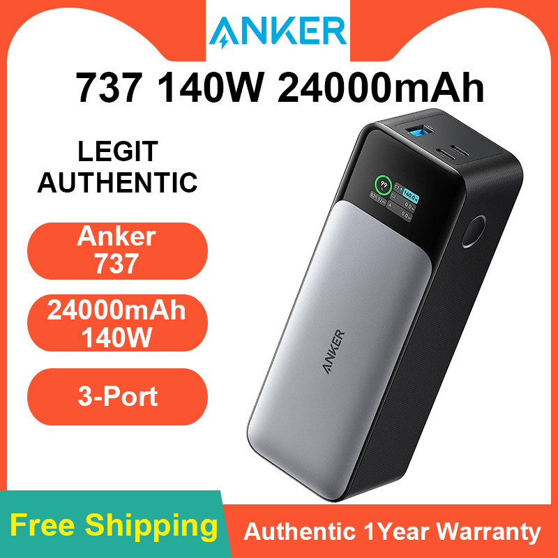 Anker 737 Power Bank 24000mAh 140W Powerbank 3-Port Portable Battery ...