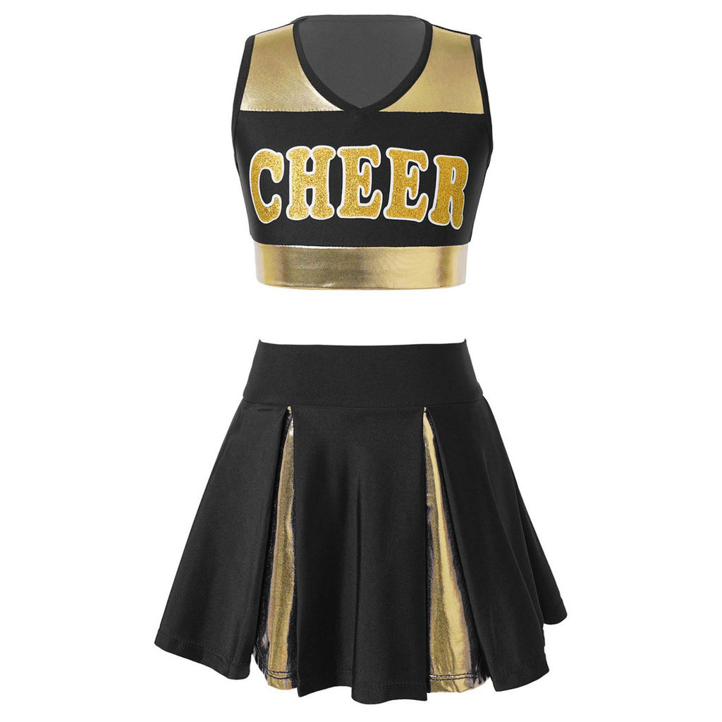 Kids Girls Cheerleading Jazz Dance Performance Outfit Cheer Uniform ...