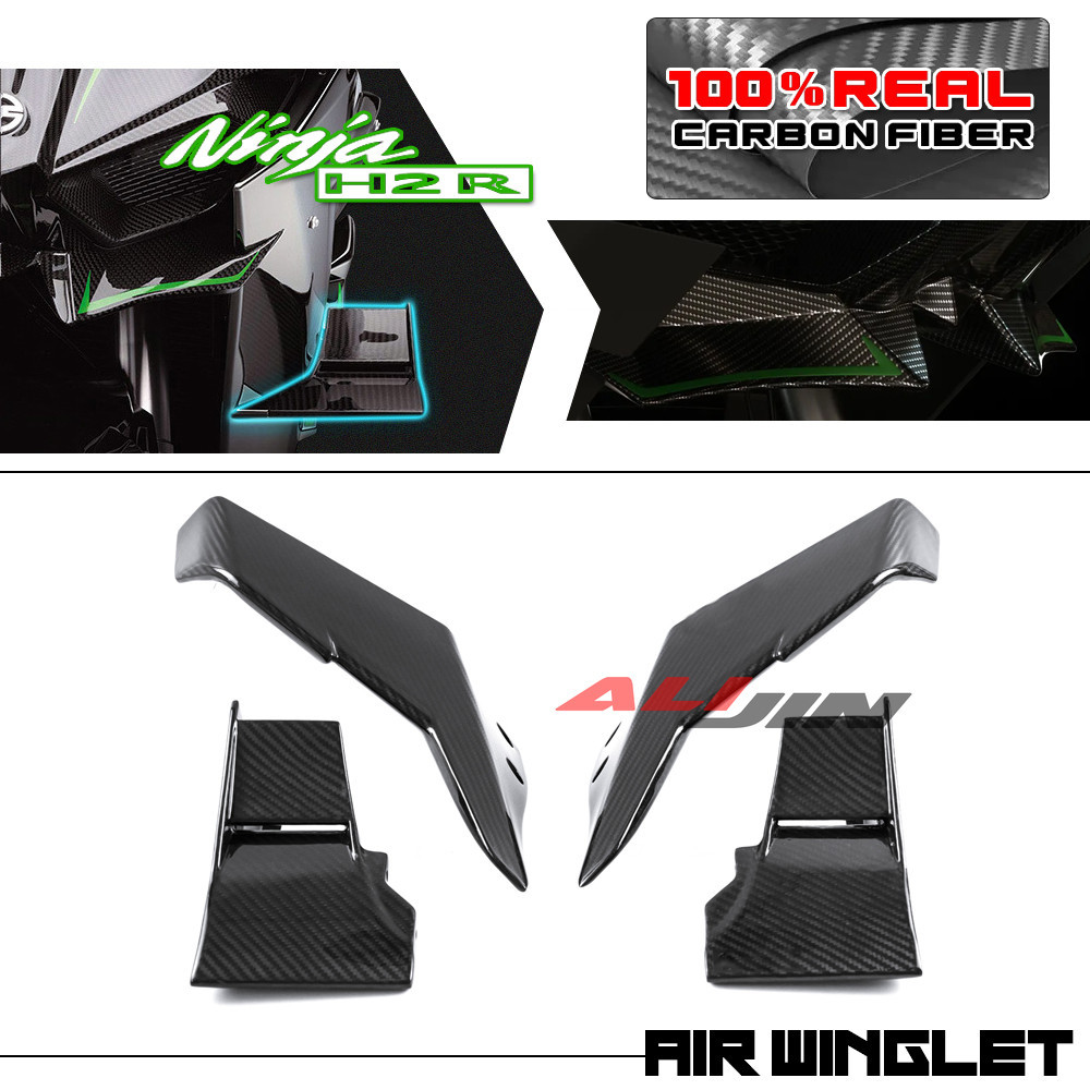 Carbon fiber KAWASAKI NINJA H2 H2R 2014-2023 motorcycle fairing spoiler ...