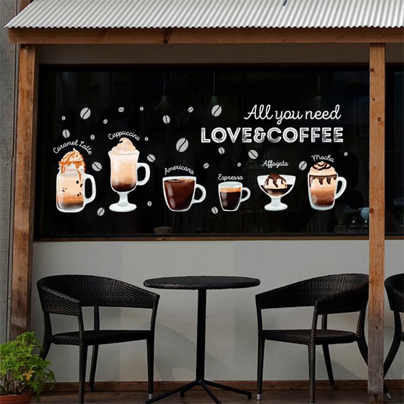 Creative Cafe Water Bar Afternoon Tea Shop Window Glass Door ...