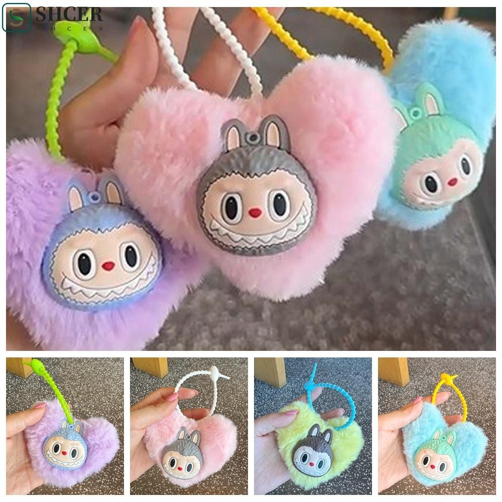 SHCER 4 Colors Labubu Keychains, Plush Cartoon Dolls Popmart Labubu ...