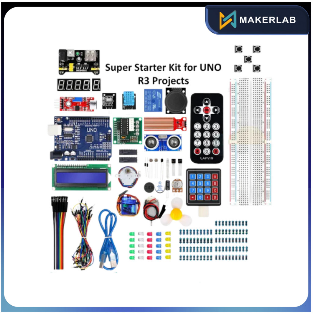 Makerlab Super Starter Kit For Uno R3 With Pdf Projects And Code Compatible With Arduino 3845