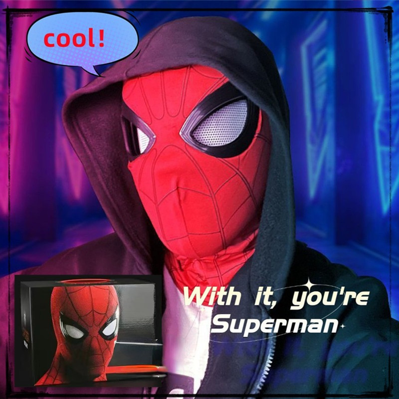 Spiderman Mask Miles Spiderman Headgear Eye Movable Children Adult Mask ...