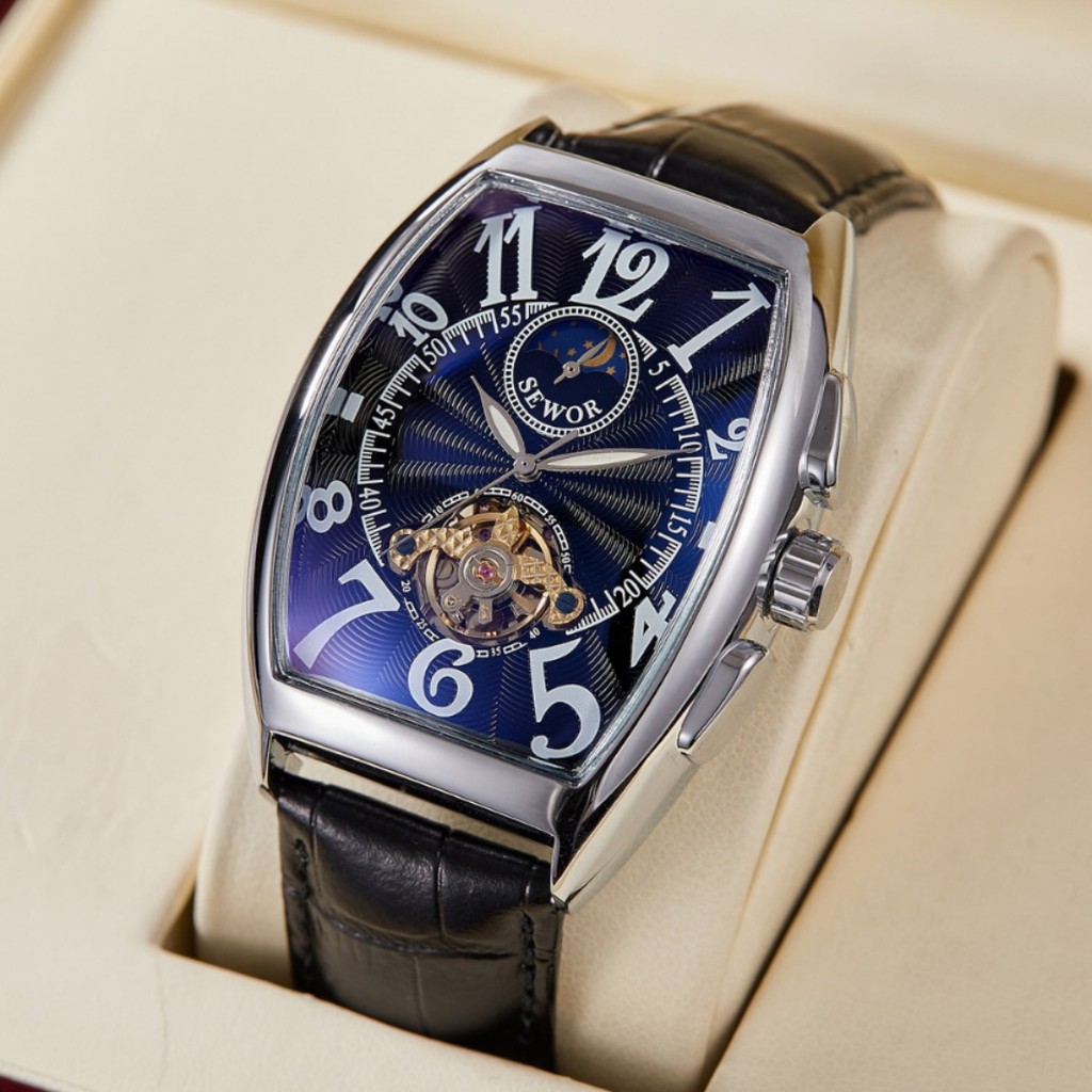 New Men's Mechanical Watch Waterproof Tonneau Shape Hollow Men's ...