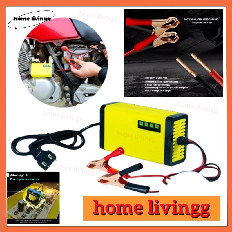 Motorcycle Car Battery Charger Full Automatic Portable Lead Acid ...