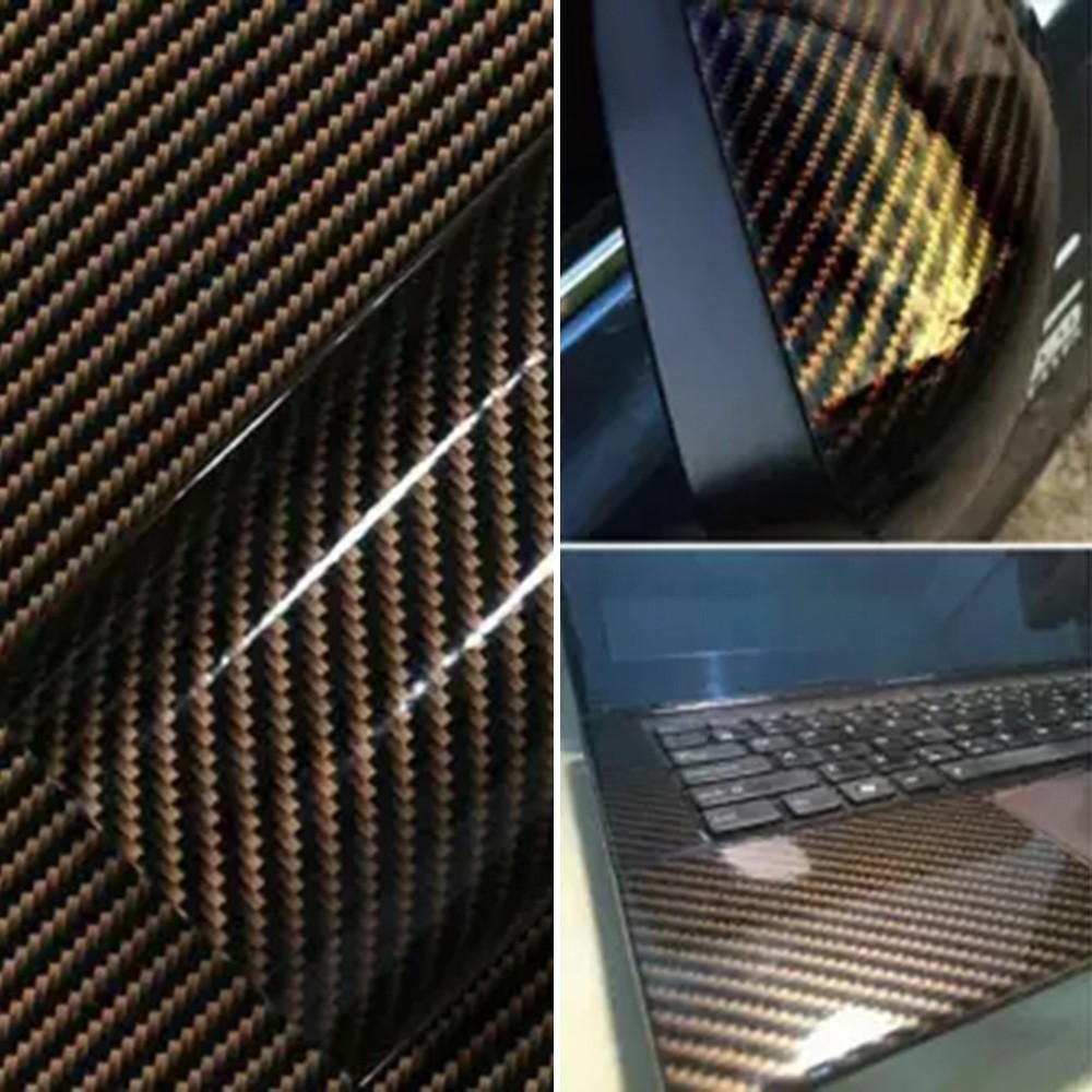 2D Glossy High Gloss Black Gold Vinyl Film Car Roof Sticker Sheets Wrap ...