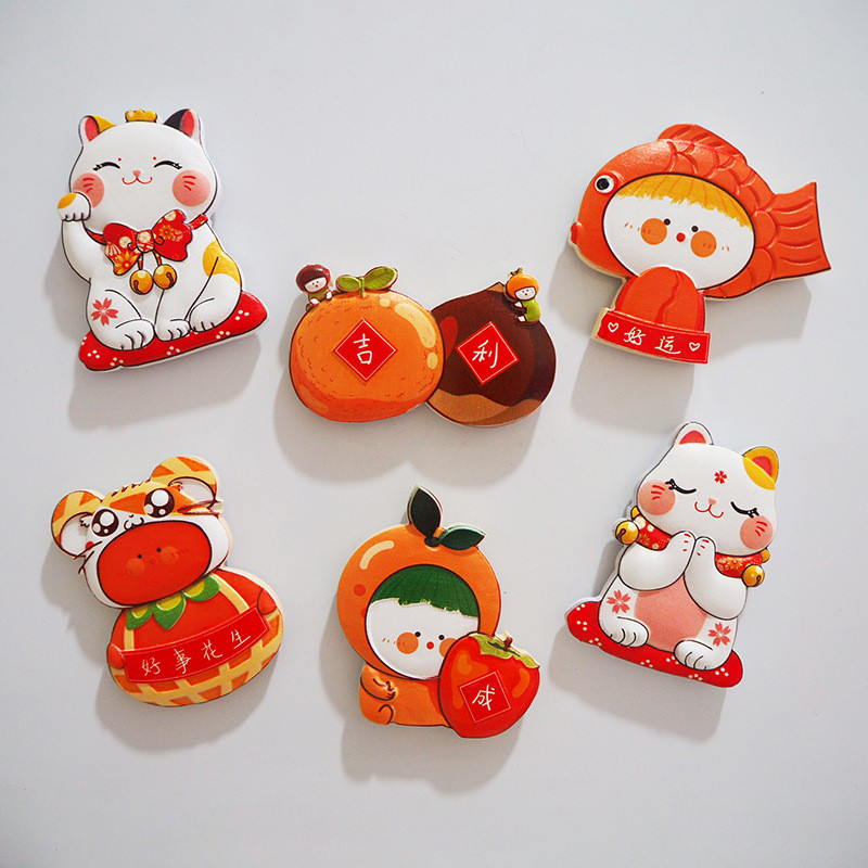 Refrigerator Magnet Chinese Trendy Refrigerator Sticker Lucky Cat ...