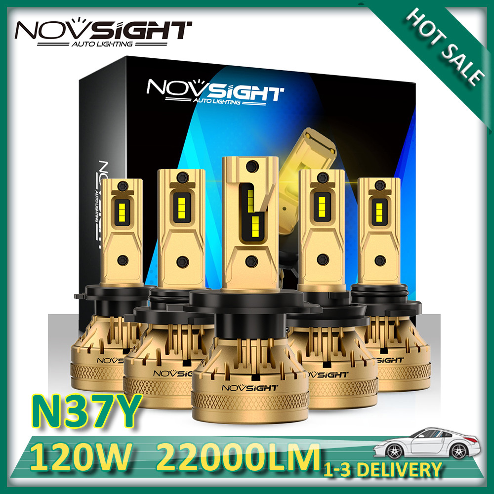 NOVSIGHT N37Y 120W LED Headlight Bulbs Fog Lights Kit 3000K Yellow ...