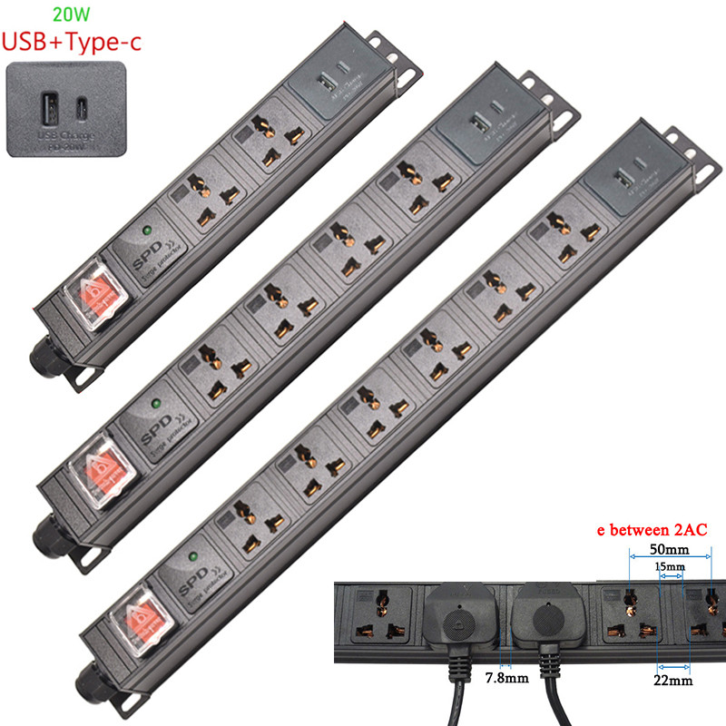 Cabinet Mount PDU Power Distribution Unit ,Type-c+USB,2-13 Ways ...