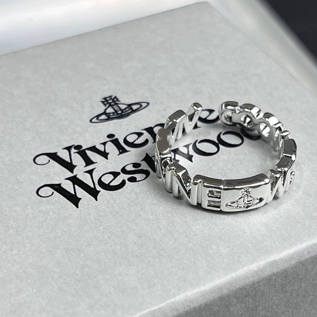 New Vivienne Westwood Hollow Cut Letter Saturn Ring Light Luxury Simple ...