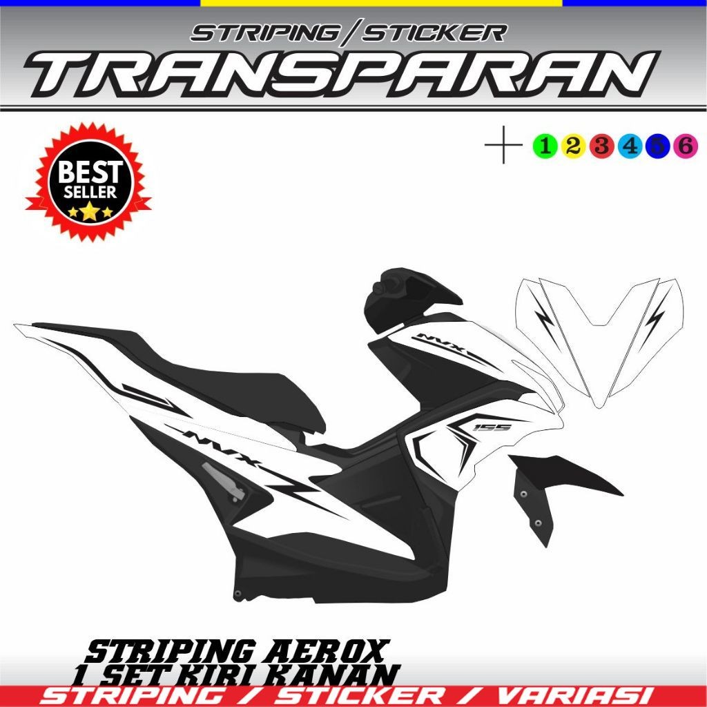 /Transparent Striping NVX COSTUM AEROX OLD 155 VVA LIGHTNING DESIGN ...