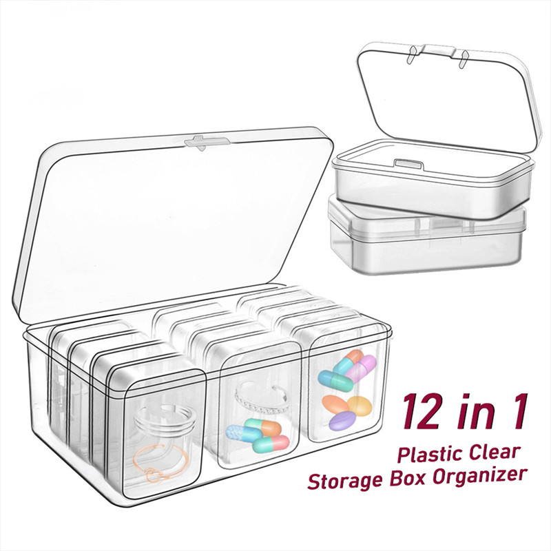 Clear Storage Box Organizer 12 in 1 Storage Containers Mini Box Organi ...