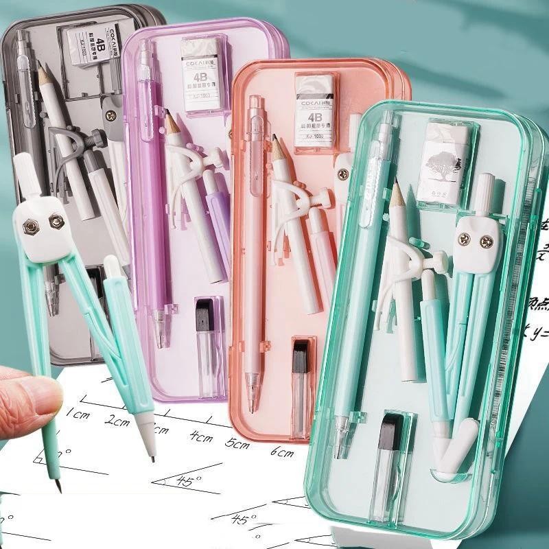 Compasses and Rulers 9-piece Set Kawaii Triangle Ruler Ruler Student ...