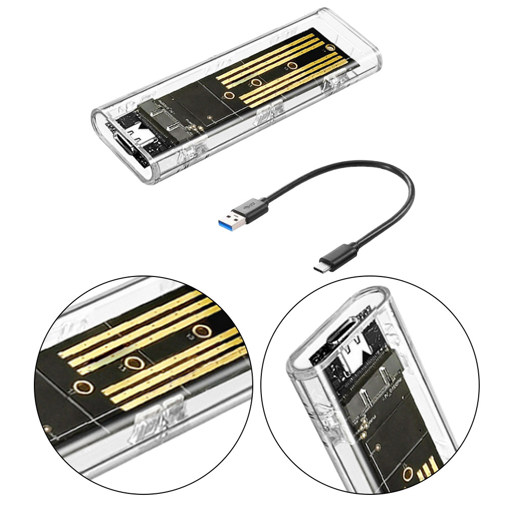 M.2 NGFF SATA Type C USB 3.1 Transparent External SSD Case 10Gbps Hard ...