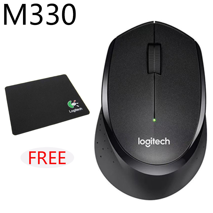 Logitech M330 wireless mouse silent mouse with free mouse pad（black ...
