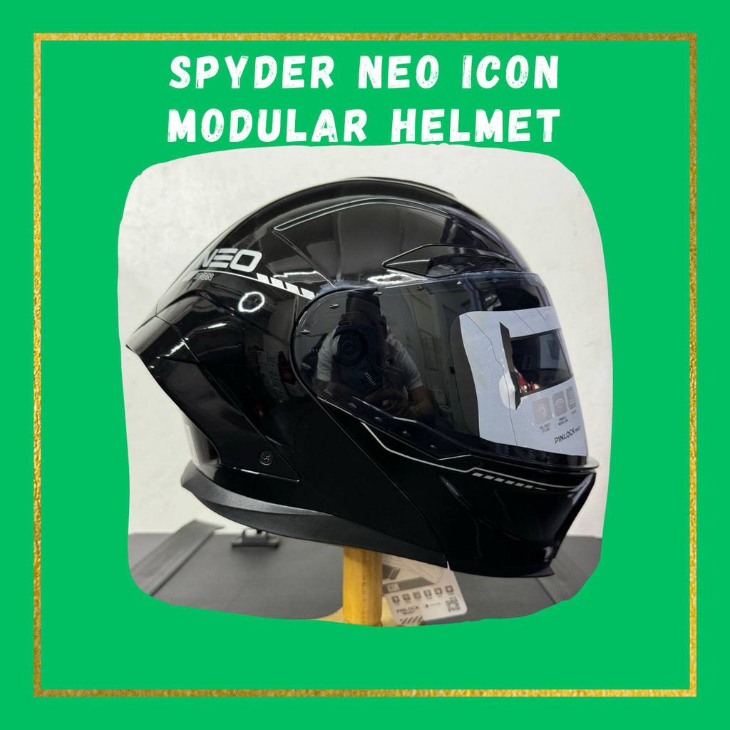 Spyder neo icon dual visor modular helmet gloss black | Shopee Philippines