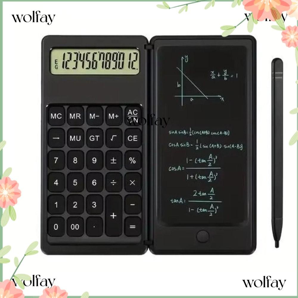 WOLFAY Standard Function Calculator, Foldable with LCD Notepad Math ...