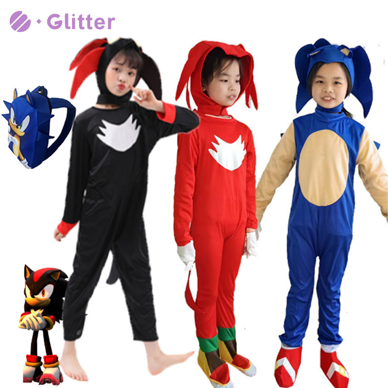 Anime Game Sonic the Hedgehog 3 Cosplay Costume for Kids Boy Blue Black ...