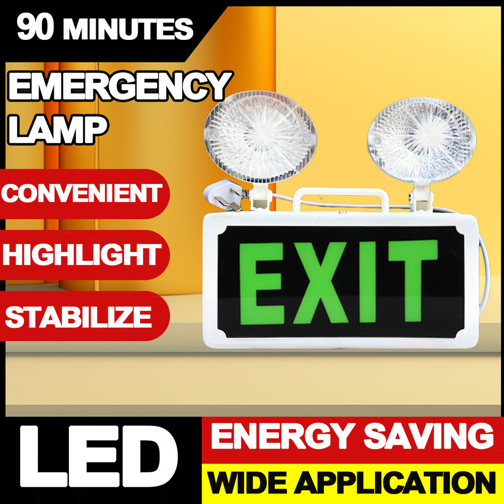 3W Exit sign lights Dual Emergency Lamp Exit Signage Combo Light Safety ...