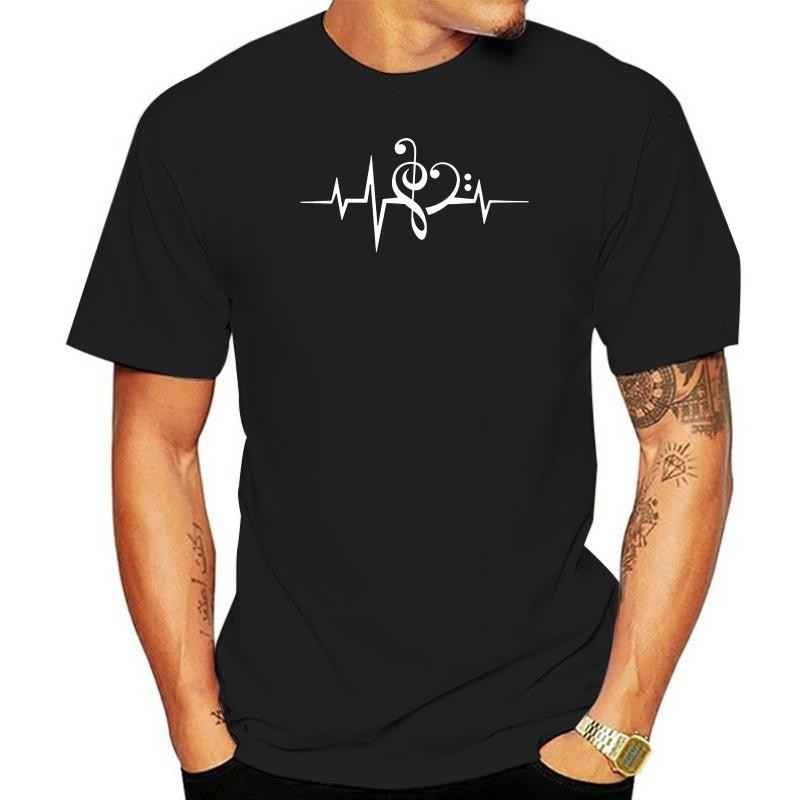 Music Heart Pulse Love Music Bass Clef Treble Clef T Shirt Men men ...