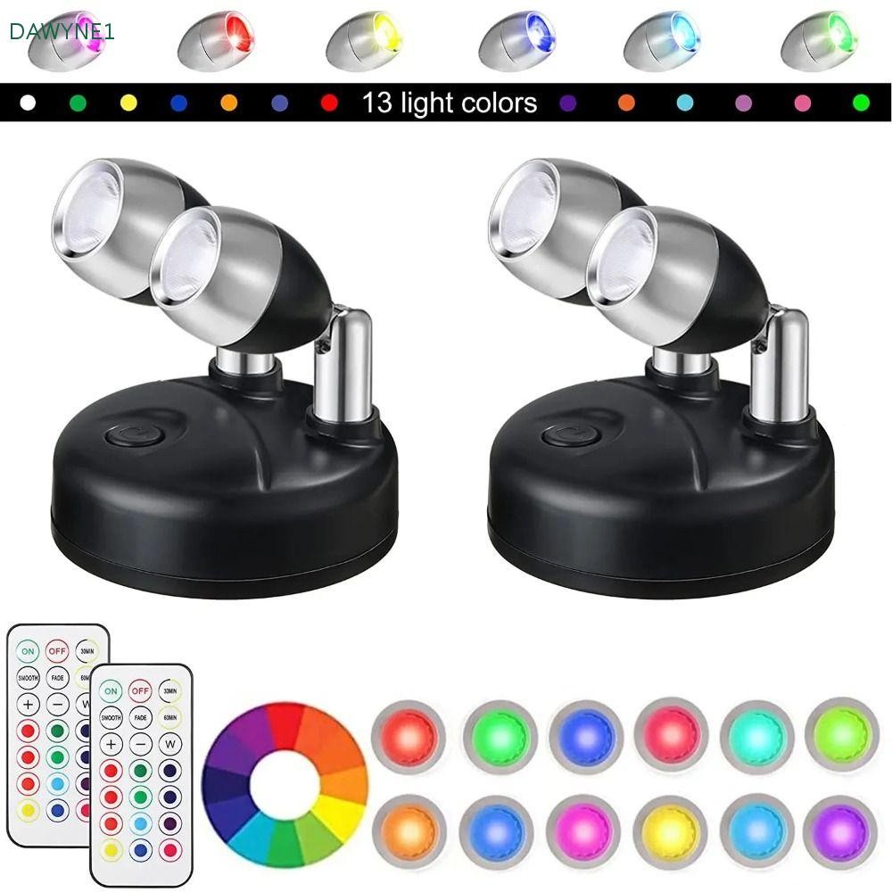 DWAYNE1 Wireless Spotlights, RGB Remote Control Rotatable Cabinet ...